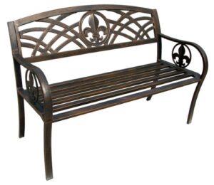 leigh country fleur de lis metal bench