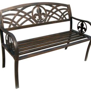 Leigh Country Fleur De Lis Metal Bench