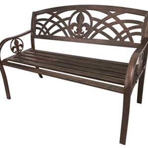 Leigh Country Fleur De Lis Metal Bench