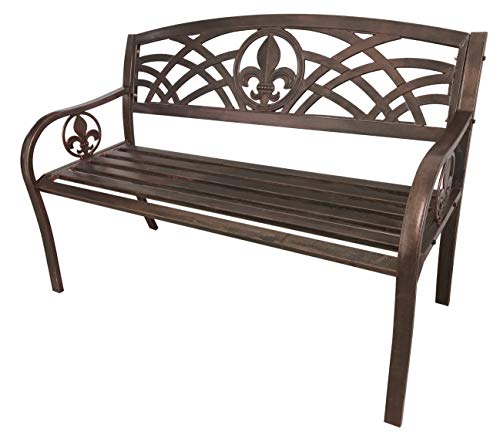 Leigh Country Fleur De Lis Metal Bench