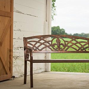 Leigh Country Fleur De Lis Metal Bench