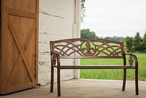 Leigh Country Fleur De Lis Metal Bench