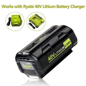 AM-KIAMATO 6.0Ah OP4050A Battery Replacement Ryobi 40v Lithium Battery OP4015 OP4026 OP40201 OP40261 OP4030 OP40301 OP4040 OP40401 OP4050 OP40501 OP4060 OP4050A OP4040A etc ryobi 40v Battery