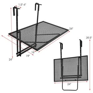 RIVALLYCOOL Balcony Table Hanging, Outdoor Folding Hanging Table w/5 Height Adjustable & Foldable Railing Serving Table, Suitable for Patio, Balcony & Deck