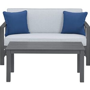 Signature Design by Ashley Fynnegan Outdoor Loveseat with Table, Gray