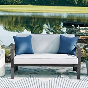 Signature Design by Ashley Fynnegan Outdoor Loveseat with Table, Gray