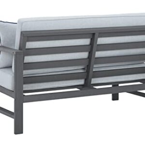 Signature Design by Ashley Fynnegan Outdoor Loveseat with Table, Gray