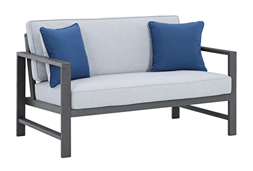 Signature Design by Ashley Fynnegan Outdoor Loveseat with Table, Gray