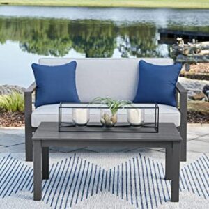 Signature Design by Ashley Fynnegan Outdoor Loveseat with Table, Gray