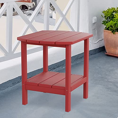 kevinplus Outdoor Rocking Chair Set of 2 with Side Table for Porch, Outdoor Rocker Chair Set for Backyard Lawn Patio, Outdoor HDPE Adirondack Rocking Chair All Weather Resistant (3-Pcs Red)