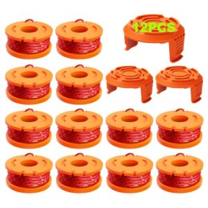 15 pack trimmer spool line for worx,(wa0010)replacement trimmer spool line for worx,trimmer line refills 0.065 inch for worx,suitable for worx string trimmers(12 pack grass trimmer line,3 trimmer cap)