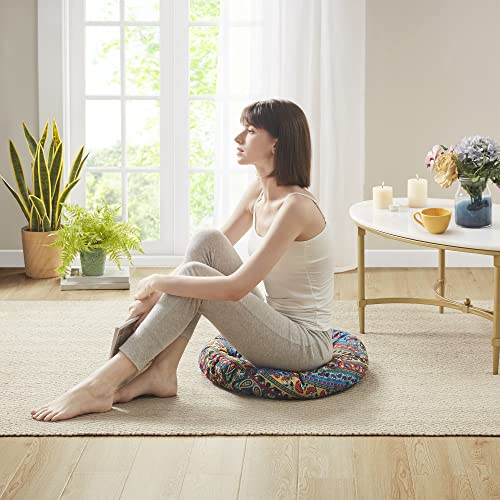 Codi Meditation Floor Pillow, Boho Pillows Seating for Adults & Kids, Large Round Cushion for Yoga Living Room Tatami Sitting, Memory Foam Added, 22x22 Inch, Multi Blaidiere