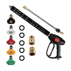 prowesspro pressure washer gun with pressure washer wand extension replacement and 5 nozzle spray tips, power washer gun with m22 14mm and m22 15mm fitting, 40 inch adjustable length (40 inch)