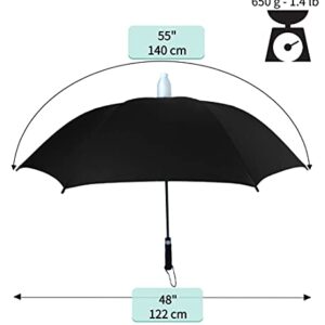 Innovate Golf Umbrella – Telescopic Cover Attachment – Fibreglass Frame – Automatic Open Button – Windproof – UV Protection with Blackout Shade – Large Canopy – Non-Drip – Quick Drying (Midnight Black)