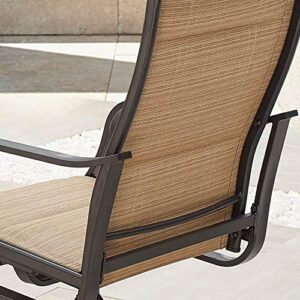 LOKATSE HOME 2-Piece Patio Outdoor Textilene Fabric Steel Swivel Dining Chair Set with 2 Single Rocking Chairs -Beige