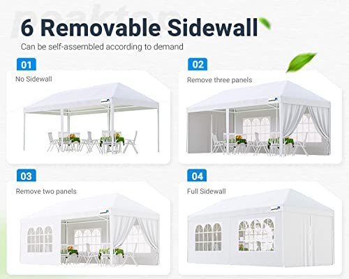 Peaktop Outdoor 10'x20' Heavy Duty Canopy Gazebo Outdoor Party Wedding Tent Pavilion with 4 Removable Side Walls