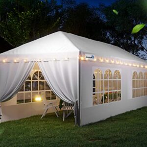 Peaktop Outdoor 10'x20' Heavy Duty Canopy Gazebo Outdoor Party Wedding Tent Pavilion with 4 Removable Side Walls