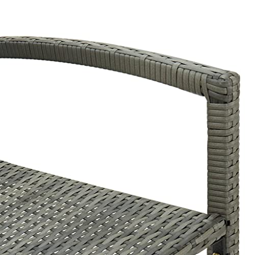 Bar Stools 2 pcs Gray Poly Rattan