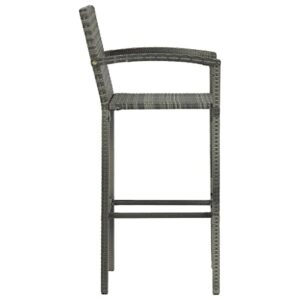 Bar Stools 2 pcs Gray Poly Rattan