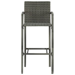 Bar Stools 2 pcs Gray Poly Rattan