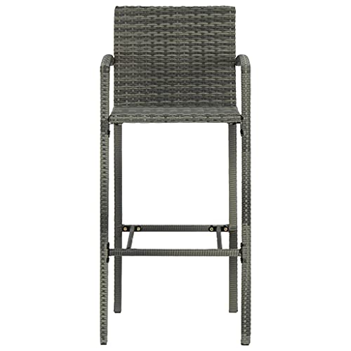 Bar Stools 2 pcs Gray Poly Rattan