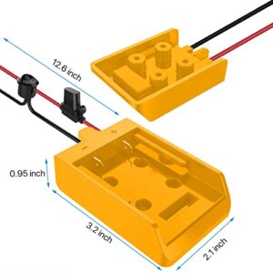 Power Wheel Adapter with Fuse & Switch, Secure Battery Adapter for Dewalt 20V Lithium Battery with 12 Gauge Wire, Good Power Convertor for DIY Ride On Truck, Robotics, RC Toys and Work Lights