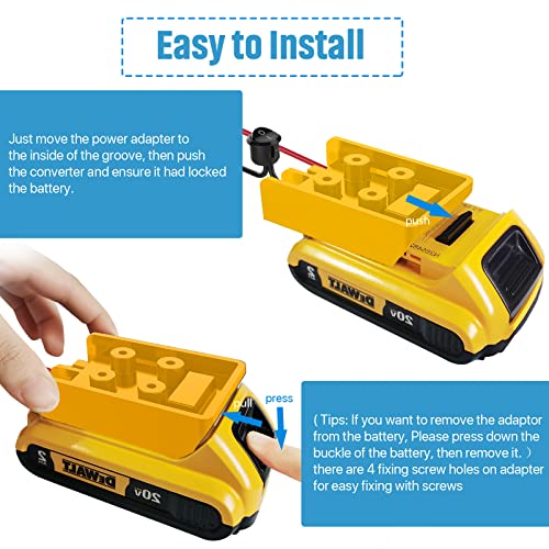 Power Wheel Adapter with Fuse & Switch, Secure Battery Adapter for Dewalt 20V Lithium Battery with 12 Gauge Wire, Good Power Convertor for DIY Ride On Truck, Robotics, RC Toys and Work Lights