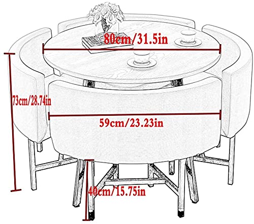 Office Business Hotel Lobby Dining Table Set, Office Table and Chair Set Hotel Reception Lounge Hotel Table and Chair Combination Cafe Milk Tea Shop Reception Room 80cm Round Table 1 Table and 4 Chair