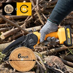 Mini Chainsaw Cordless, 6 Inch Best Mini Chain Saw Cordless With Security Lock [Seniors Friendly], Super Handheld Chain Saws Battery Powered With Manganese Steel Chain & Automatic Oiler, UPGRADE 2023