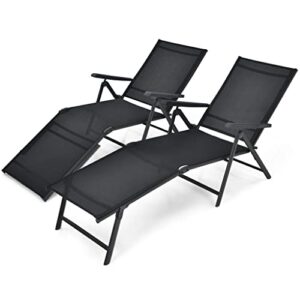 fksdhdg patio folding chair 2 piece outdoor portable recliner gray