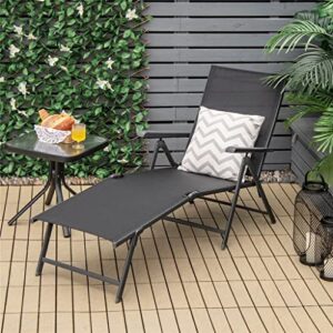 FKSDHDG Patio Folding Chair 2 Piece Outdoor Portable Recliner Gray