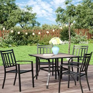 HERA'S PALACE Outdoor Dining Chairs Set of 4, Black Patio Chairs Outdoor Chairs with Armrest, Iron Patio Stackable Chairs for Poolside, Balcony, Yard