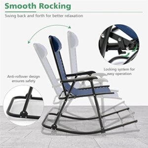 FKSDHDG 2 Piece Patio Camping Rocking Chair Folding Rocking Chair Footrest