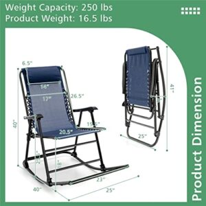 FKSDHDG 2 Piece Patio Camping Rocking Chair Folding Rocking Chair Footrest