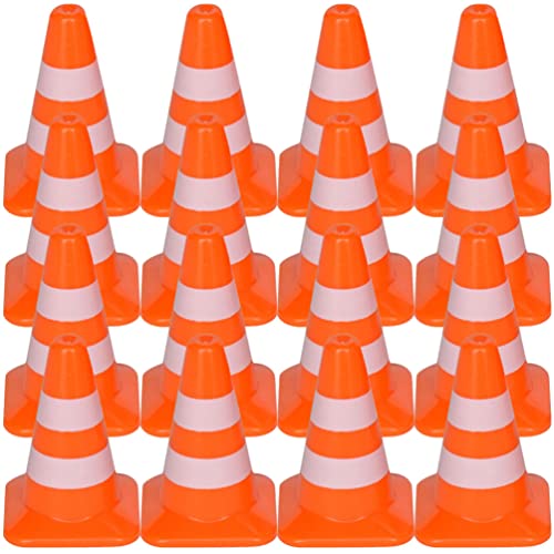 Operitacx 28pcs Miniature Traffic Cones Mini Traffic Sign Toys Construction Road Cones Road Parking Field Marker Cones Plastic Roadblock Model Toy Children Educational Learning Toy Models