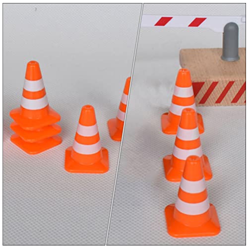 Operitacx 28pcs Miniature Traffic Cones Mini Traffic Sign Toys Construction Road Cones Road Parking Field Marker Cones Plastic Roadblock Model Toy Children Educational Learning Toy Models