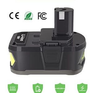 Leisuda 2 Pack 6.5Ah 18V Replacement Battery for Ryobi 18V Lithium Battery, Compatible for Ryobi 18V Battery P197 P102 P108 P190 P103 P104 P105 P107 P109 18V ONE+ Cordless Tool