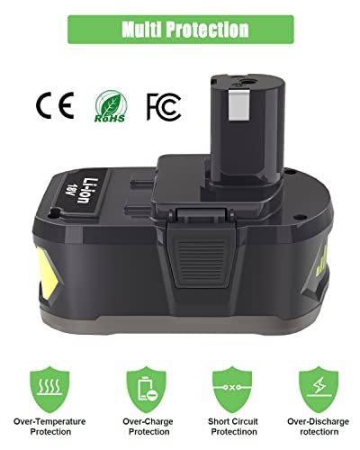 Leisuda 2 Pack 6.5Ah 18V Replacement Battery for Ryobi 18V Lithium Battery, Compatible for Ryobi 18V Battery P197 P102 P108 P190 P103 P104 P105 P107 P109 18V ONE+ Cordless Tool