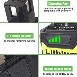 Leisuda 2 Pack 6.5Ah 18V Replacement Battery for Ryobi 18V Lithium Battery, Compatible for Ryobi 18V Battery P197 P102 P108 P190 P103 P104 P105 P107 P109 18V ONE+ Cordless Tool