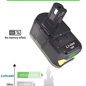 Leisuda 2 Pack 6.5Ah 18V Replacement Battery for Ryobi 18V Lithium Battery, Compatible for Ryobi 18V Battery P197 P102 P108 P190 P103 P104 P105 P107 P109 18V ONE+ Cordless Tool