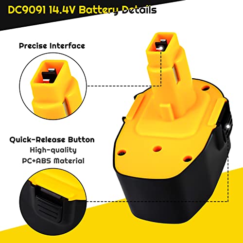 Zuliati 14.4V 3.6Ah Replacement Battery Compatible with Dewalt 14.4V Battery DW9094 DW9091 DE9038 DE9091 DE9092 DE9094 DE9502 Cordless Power Tools