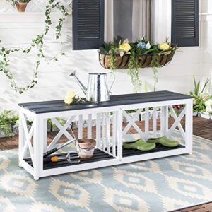 safavieh fox6706k outdoor collection branco grey bench, 0, dark slate gray/white