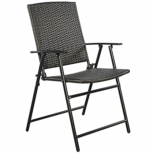 FKSDHDG 4 Piece Brown Folding Chair Furniture Outdoor Indoor Camping Garden Pool