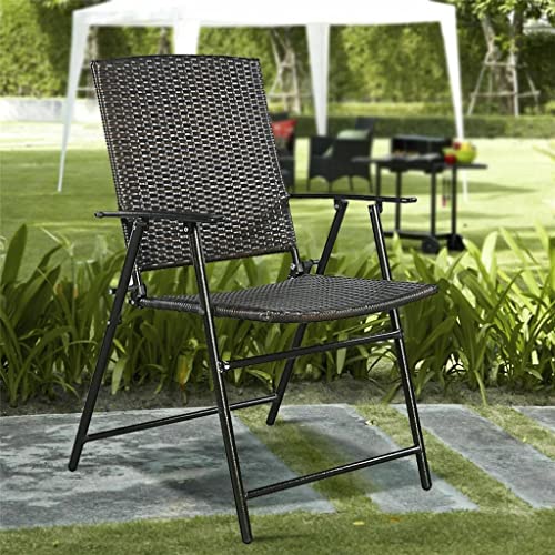 FKSDHDG 4 Piece Brown Folding Chair Furniture Outdoor Indoor Camping Garden Pool