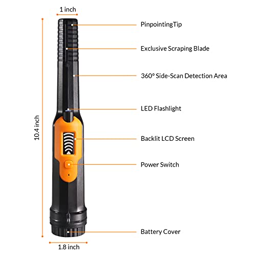 Metal Detector Pinpointer with LCD Display, IP68 Full Waterproof Pin Pointer Wand, 3 Modes Handheld Pinpointing Finder Probe Treasure Hunting with Belt Holster for Adults and Kids, A Battery Included