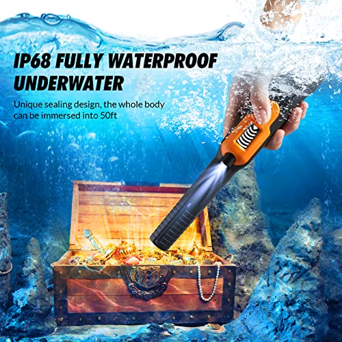 Metal Detector Pinpointer with LCD Display, IP68 Full Waterproof Pin Pointer Wand, 3 Modes Handheld Pinpointing Finder Probe Treasure Hunting with Belt Holster for Adults and Kids, A Battery Included