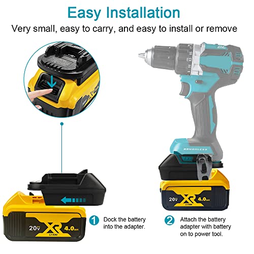 ZLWAWAOL DM18M Battery Adapter with USB Charging Socket for Dewalt 20V & Milwaukee 18V M18 Lithium Battery Convert to Makita 18V Battery BL1830 BL1840 BL1850