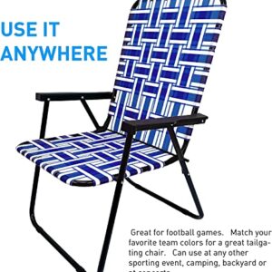 EasyGo Product Portable – Retro Style High Back Design – Outdoor Webbed Chair for Backyard, Camping, Sporting Events – Easy Folding, 4 Pack, Blue