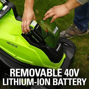 Greenworks 40V 17 inch Cordless Lawn Mower,Tool Only, MO40B01