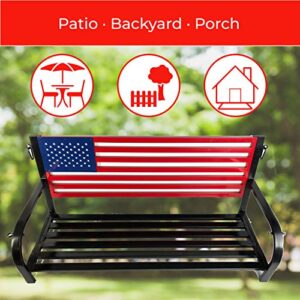 BACKYARD EXPRESSIONS PATIO · HOME · GARDEN 908353-NM Outdoor Porch Metal American Flag Patio Swing-Red, White and Blue-Backyard Expressions